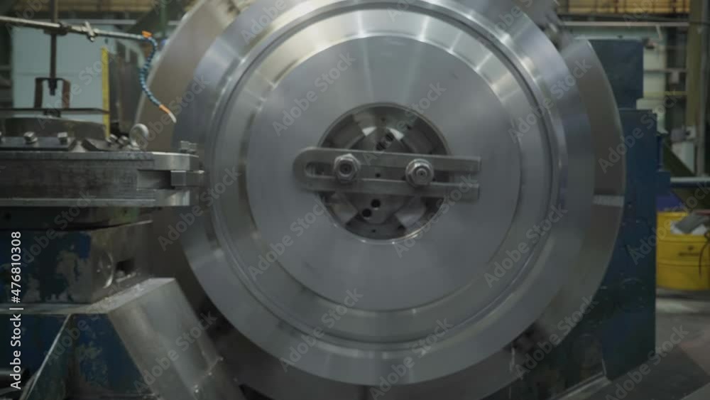 Industrial Production Plant. Camera is Closing Up on the Metal Part of ...