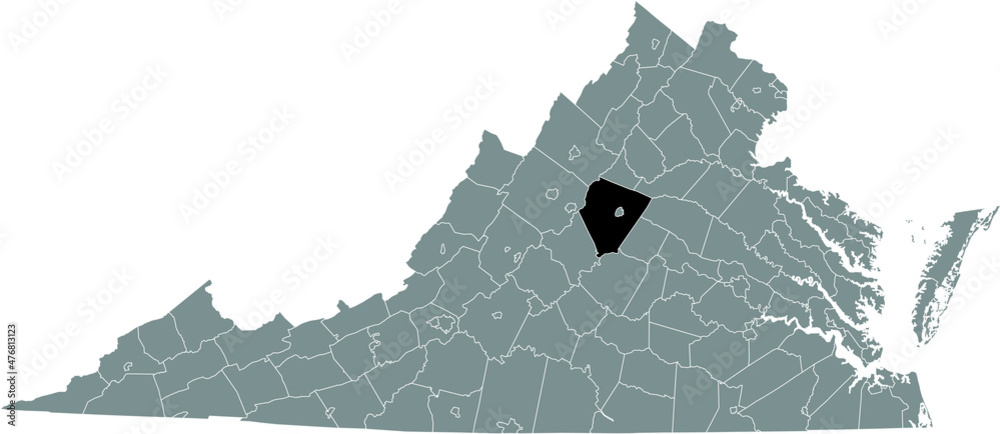 Vetor de Black highlighted location map of the Albemarle County inside ...