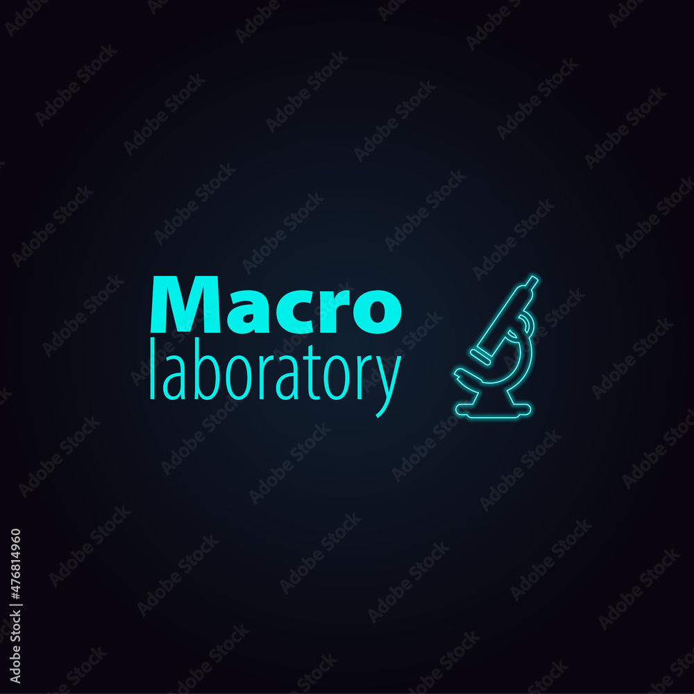 inscription macro laboratory, microscope icon in outline style with ...
