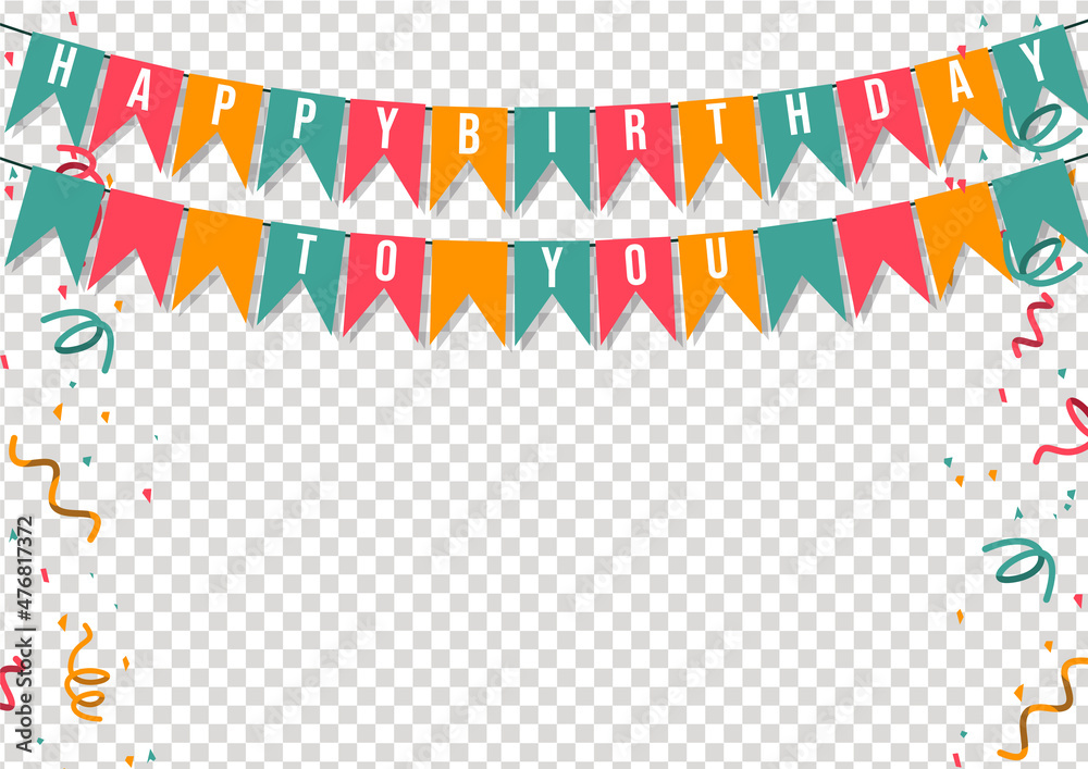 Happy birthday vector transparent background. colorful happy birthday ...