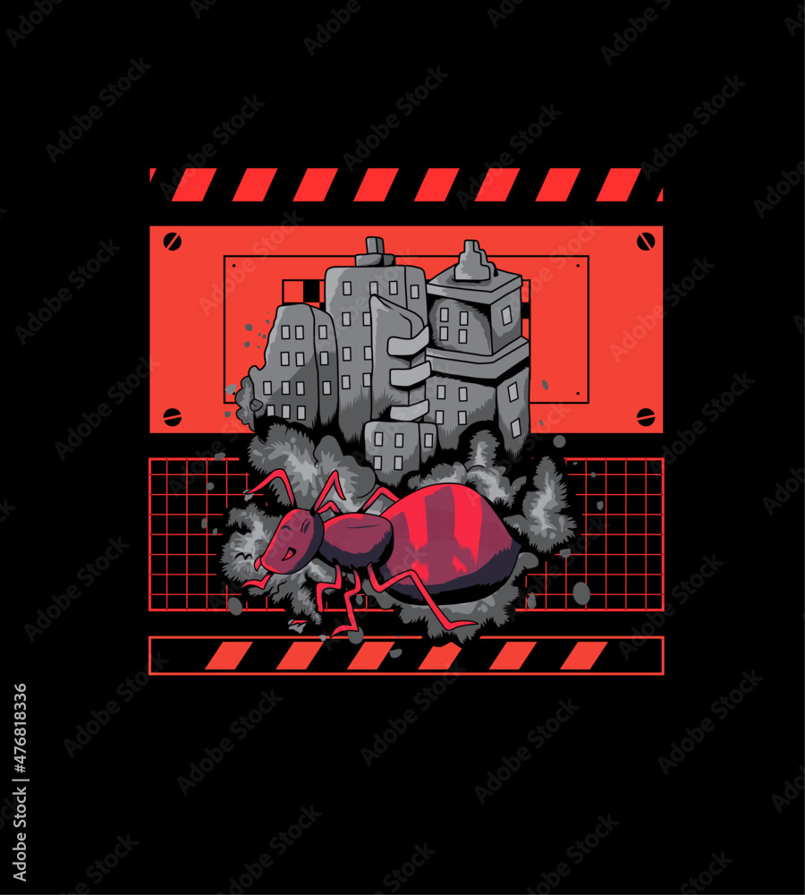 vector illustration, angry giant ant, modern geometric background, for ...