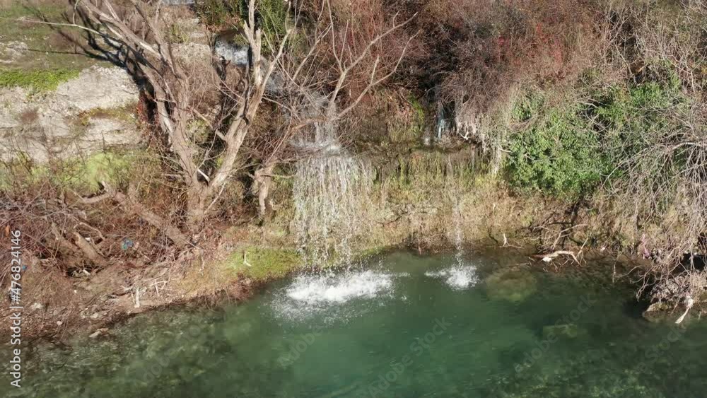 Water pollution - toxic waste disposed into the river. Wastewater with ...