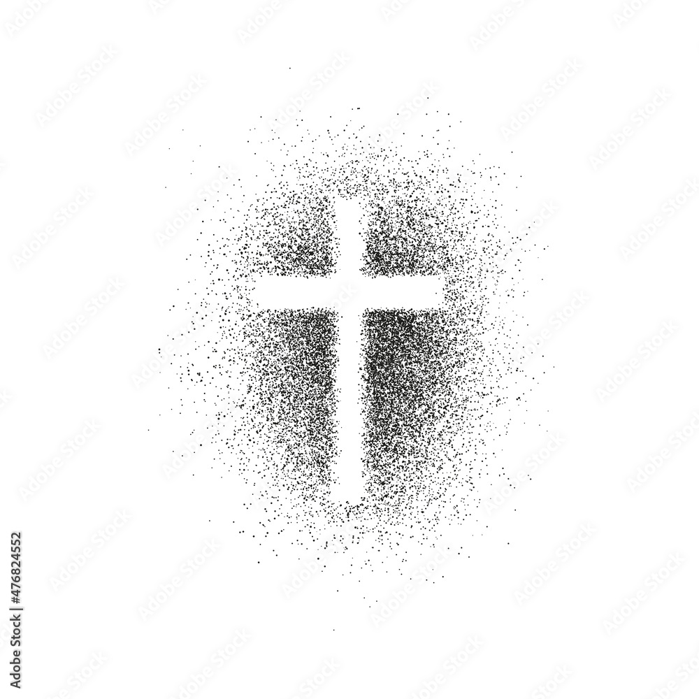 Spray spot graffiti cross silhouette. Flat isolated Christian vector ...
