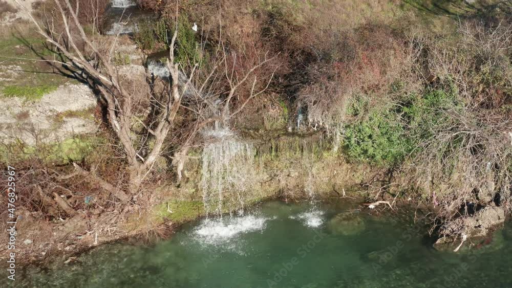 Water pollution - toxic waste disposed into the river. Wastewater with ...