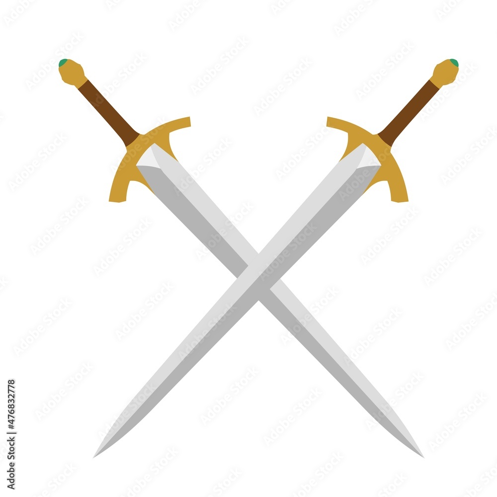 medieval age sword crossed vector design Stock Vector | Adobe Stock