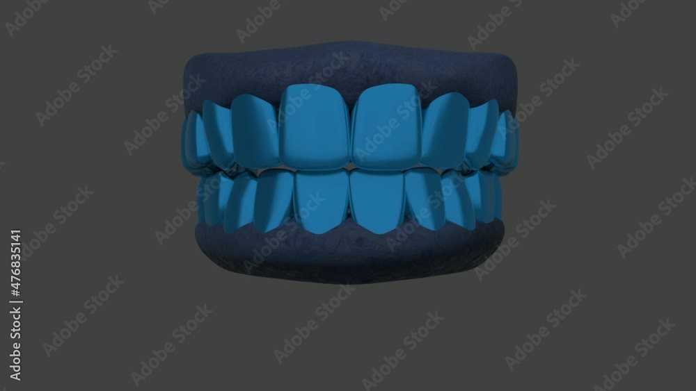 animation of opening and closing mouths with blue teeth 3d animation on ...