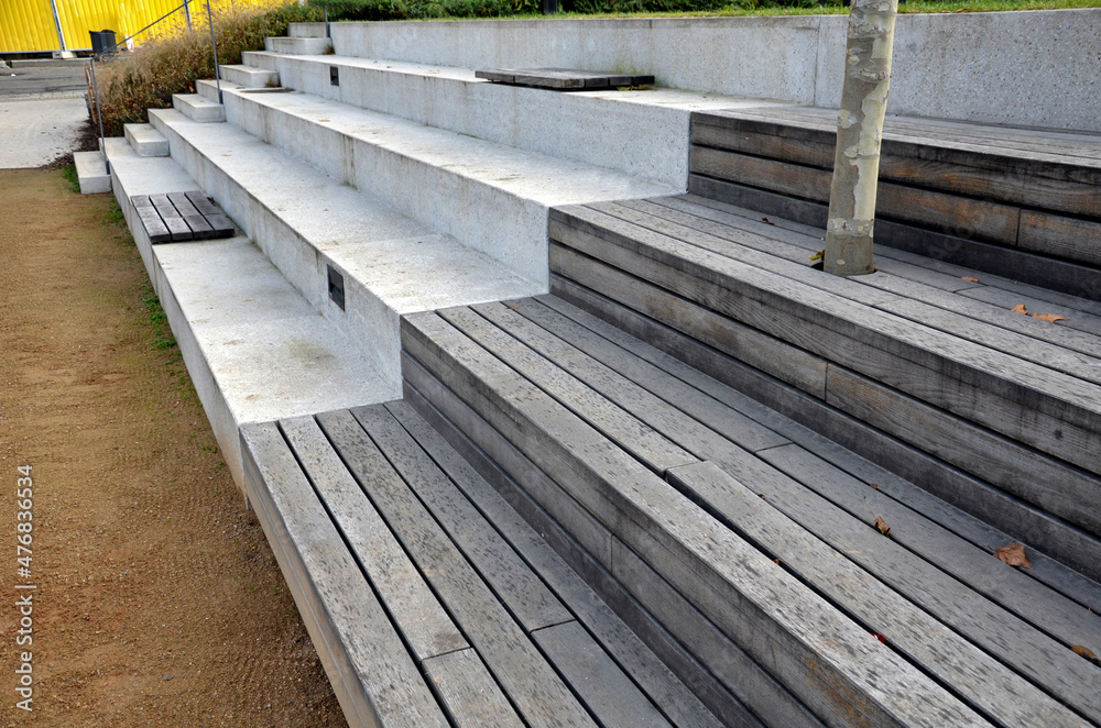 the terrace covers existing terrain and the trees remain on terrace as ...