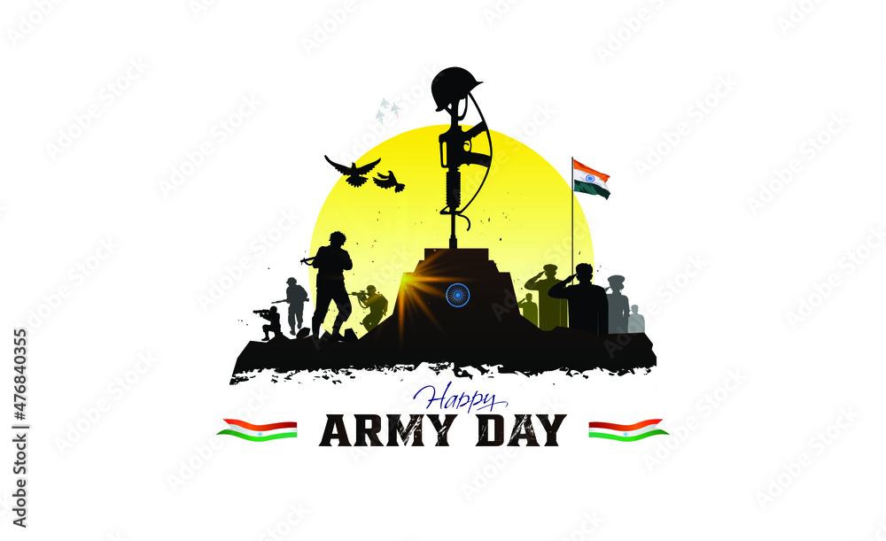 Indian army day. People saluting and celebrating victory of indian army ...