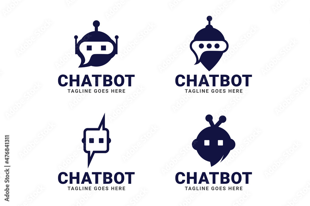Chat Bot logo design. Virtual assistant Bot icon. Robot head with ...