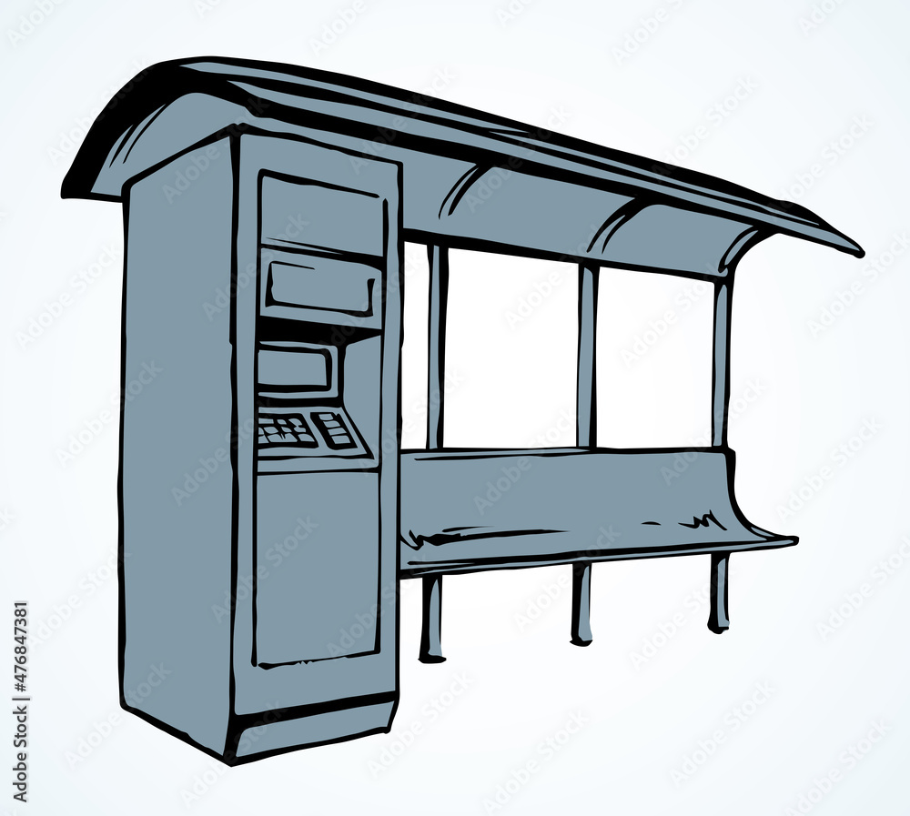 City bus stop. Vector drawing Stock Vector | Adobe Stock