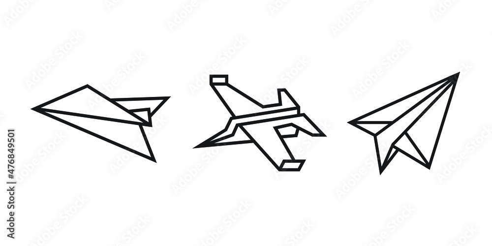 origami style illustration of planes. abstract geometric outline ...