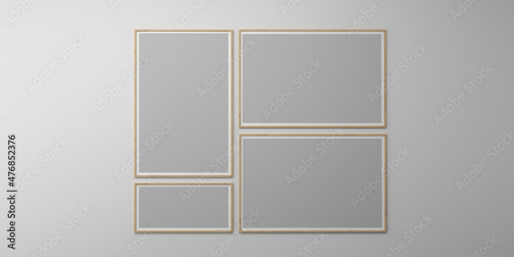 Photo frames isolated on the white wall, Creative mood board mockup ...