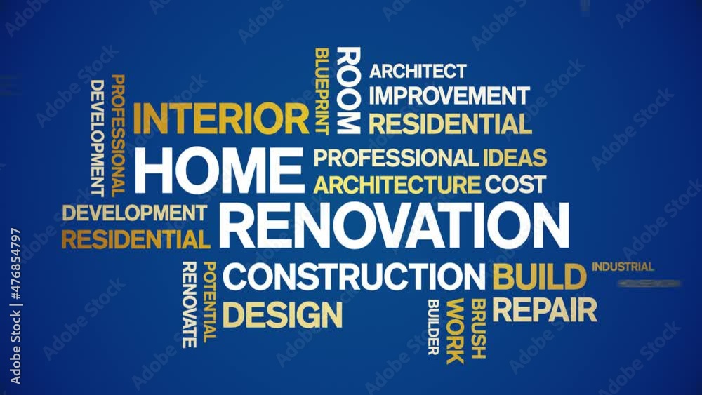4k Home Renovation Animated Tag Word Cloud;Text Design Animation ...