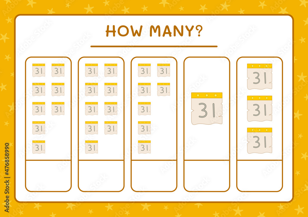 How many Calendar, game for children. Vector illustration, printable ...