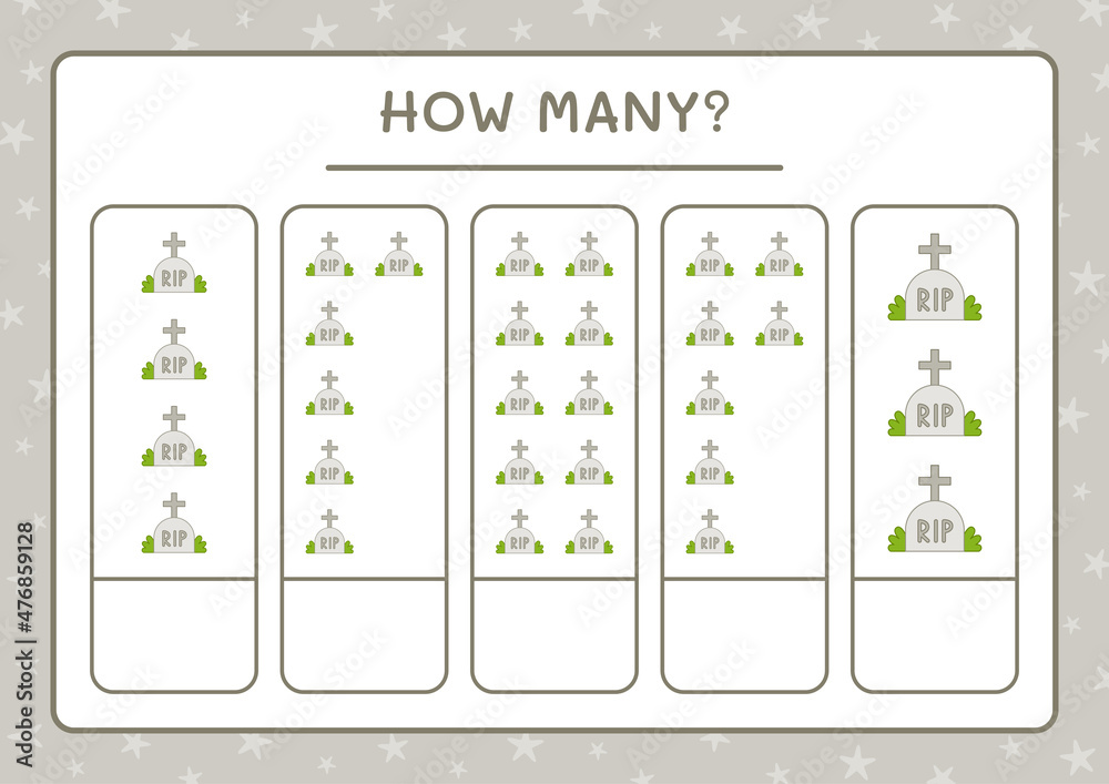 How many Tombstone, game for children. Vector illustration, printable ...