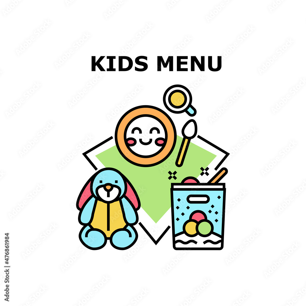 Kids menu food design. frame background. child flyer. cute poster ...