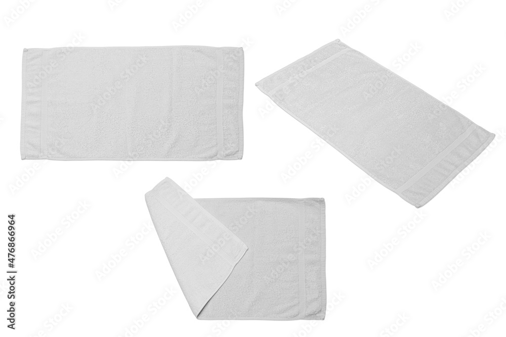 Empty blank towel mockup template isolated on white background. White ...