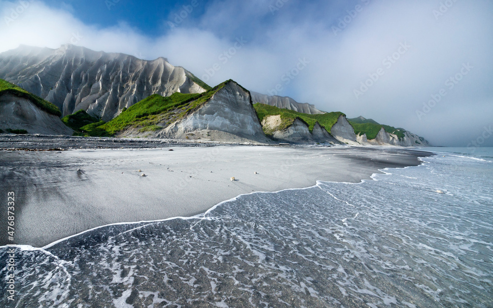 White Rocks of Iturup island. White rocks have stretched for miles ...
