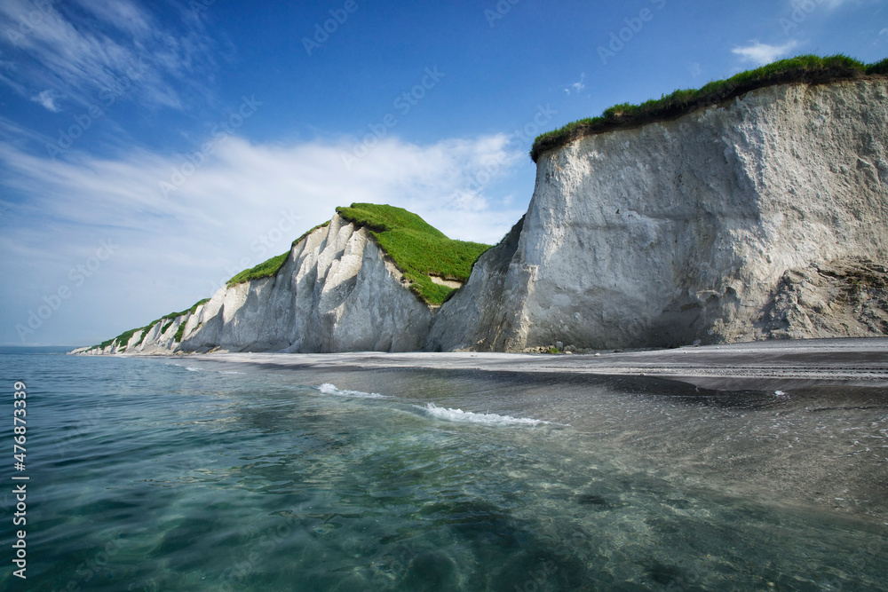 White Rocks of Iturup island. White rocks have stretched for miles ...