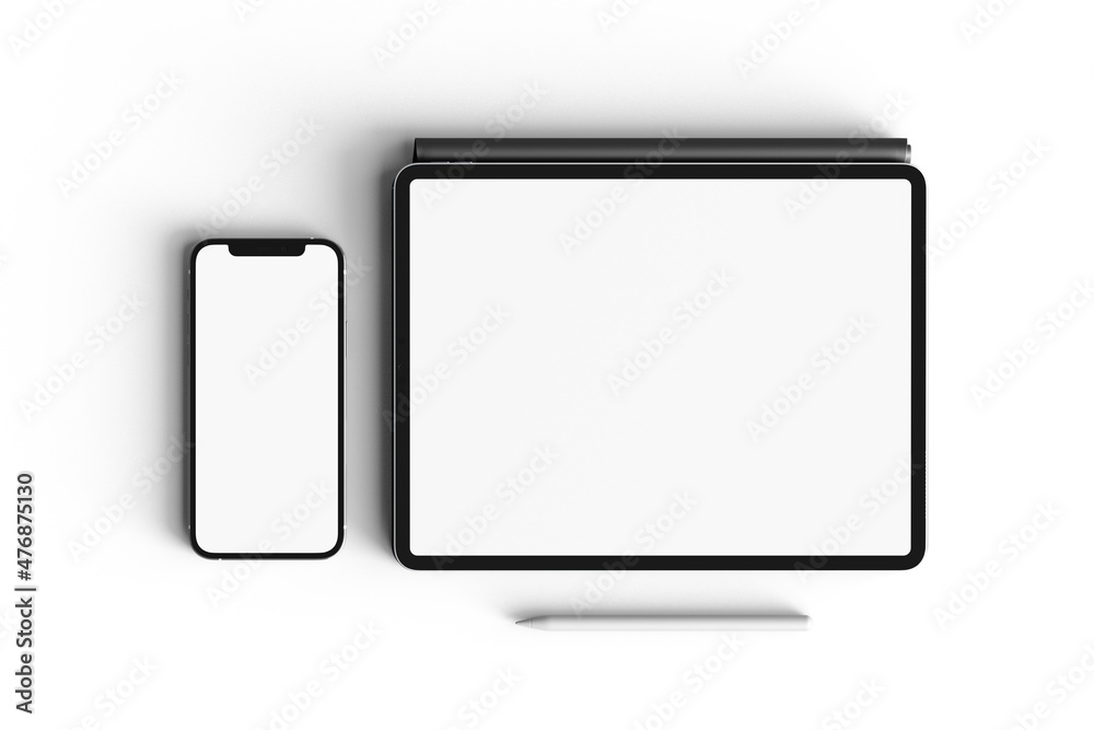White screen tablet and smartphone similar with iPhone and iPad blank ...