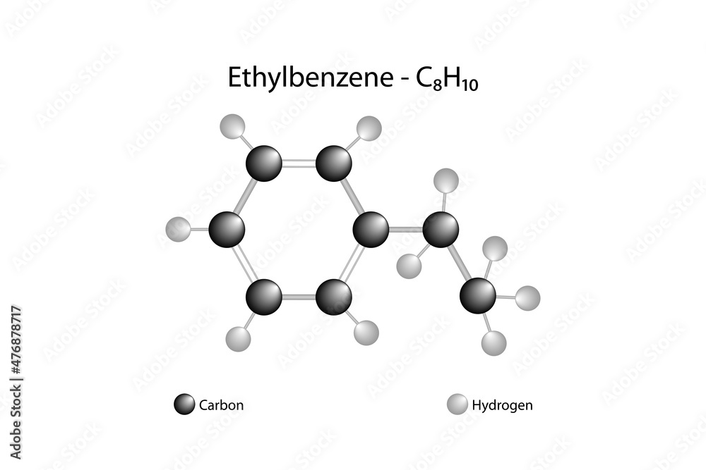 Vetor de Molecular formula of ethylbenzene. Ethylbenzene is a highly ...