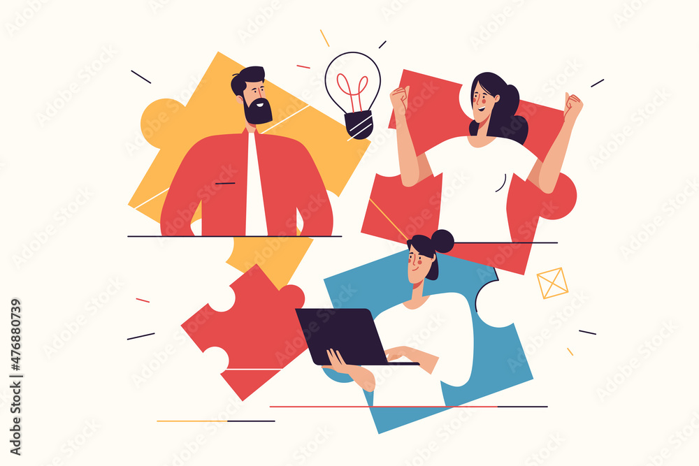 Vector illustration depicting a happy young man finding an effective ...