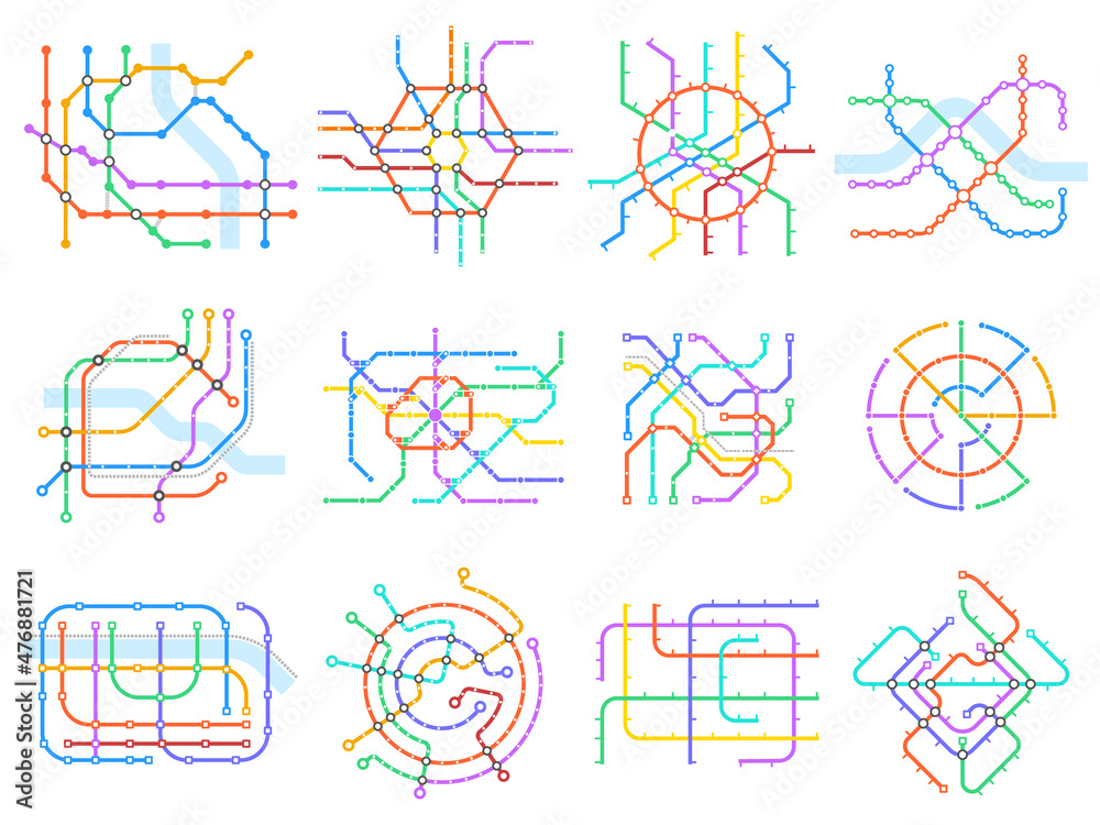 Subway underground scheme, public transportation metro tube maps ...