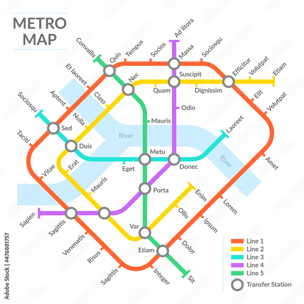 Subway stations map, underground public transport scheme, metro network ...