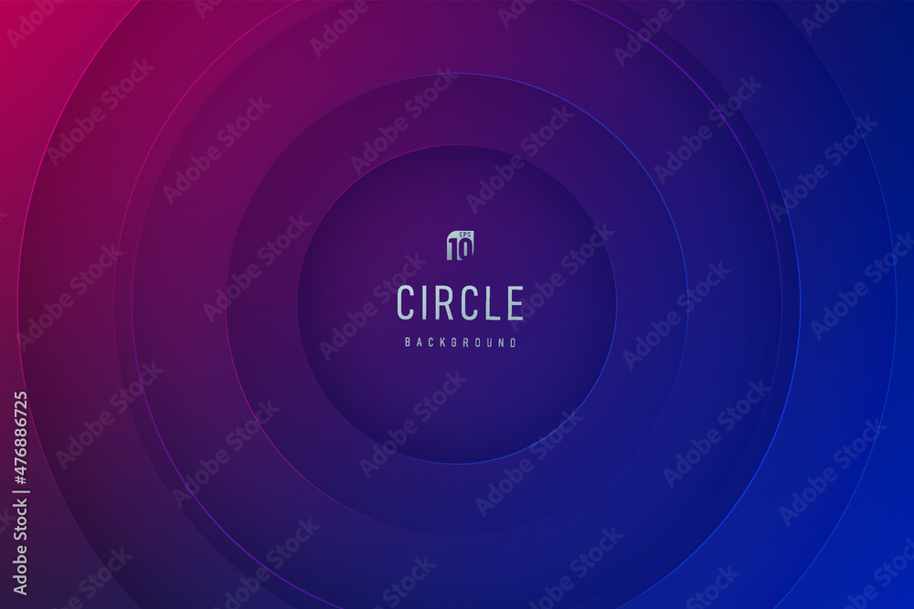 Abstract 3D radial circle papercut layer dark blue, red and purple ...