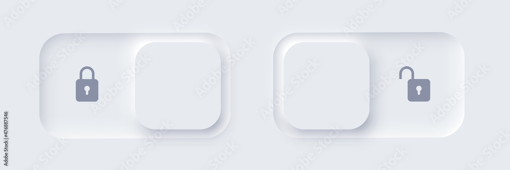 Neumorphic lock and unlock slide buttons set, user web interface ...
