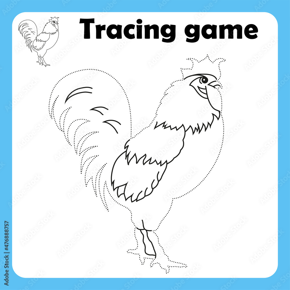 Tracing game for kids. Coloring page. Vector illustration isolated on ...