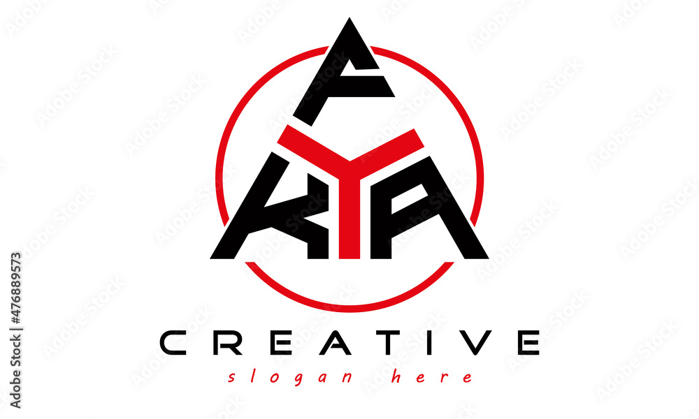 triangle badge with circle KFA letter logo design vector, business logo ...
