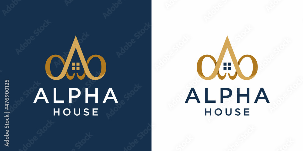Alpha house logo design Stock Vector | Adobe Stock