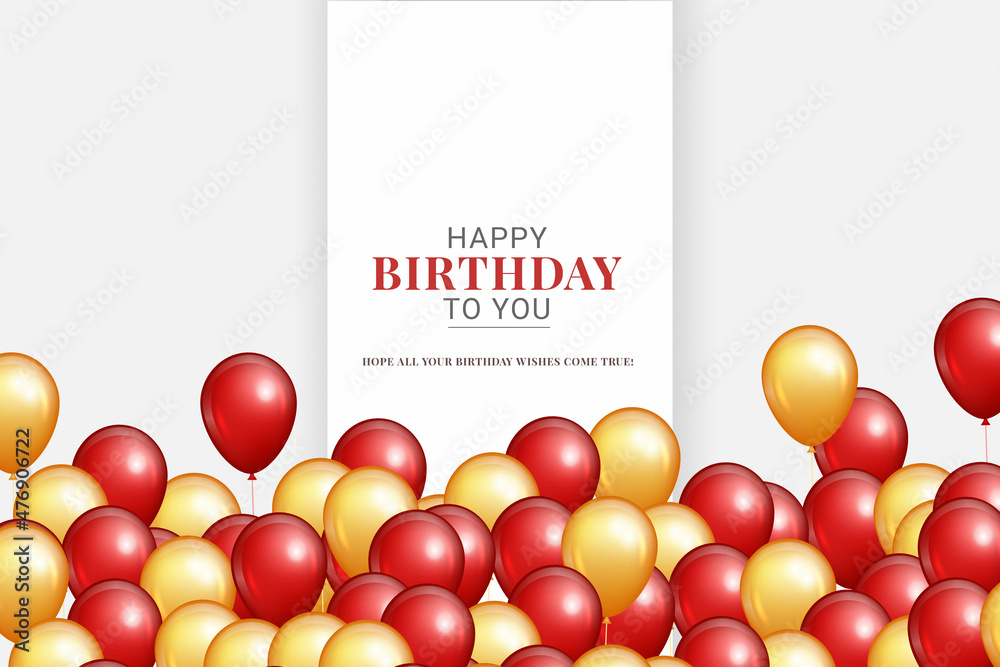 Happy birthday wish with golden and red balloon decoration Stock Vector ...