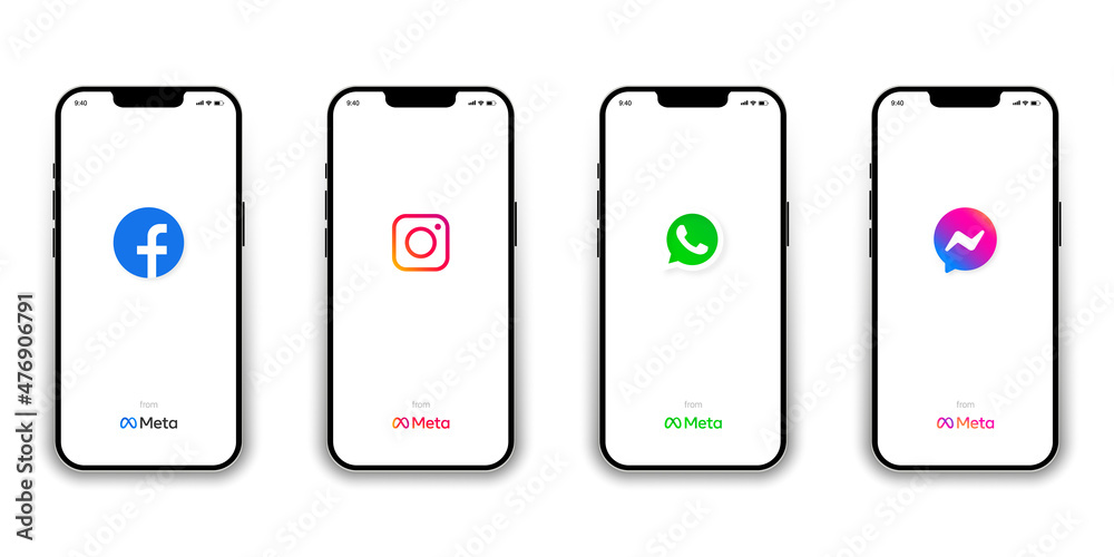Home screen of popular apps from Meta: Facebook, Instagram, WhatsApp ...