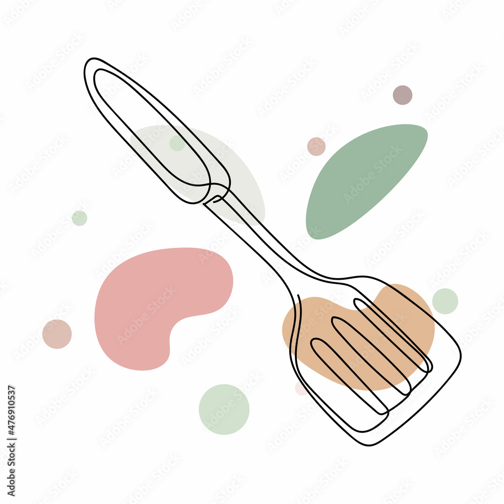 Continuous one simple single line drawing of kitchen spatula icon in ...