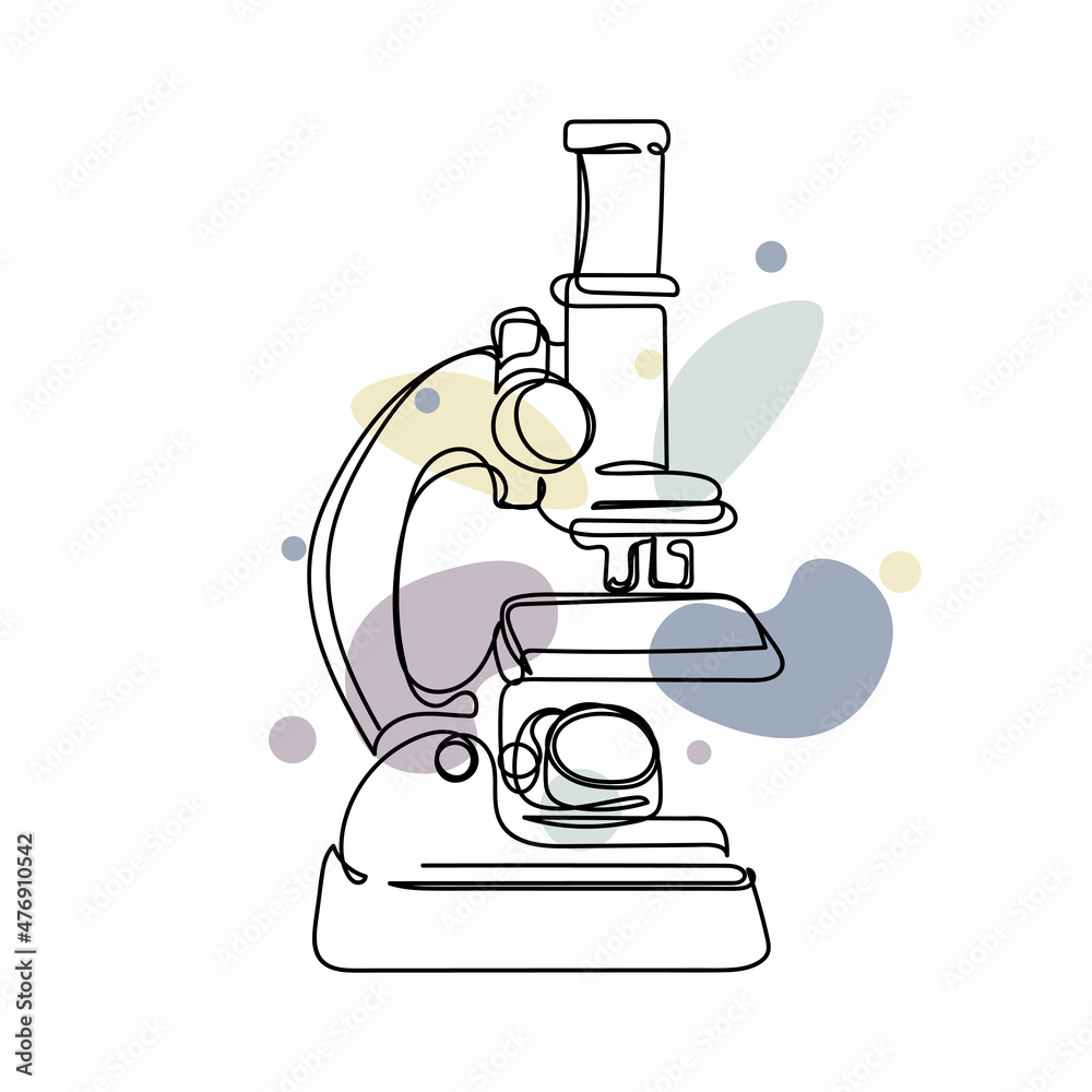 Continuous one simple single line drawing of microscope icon in ...