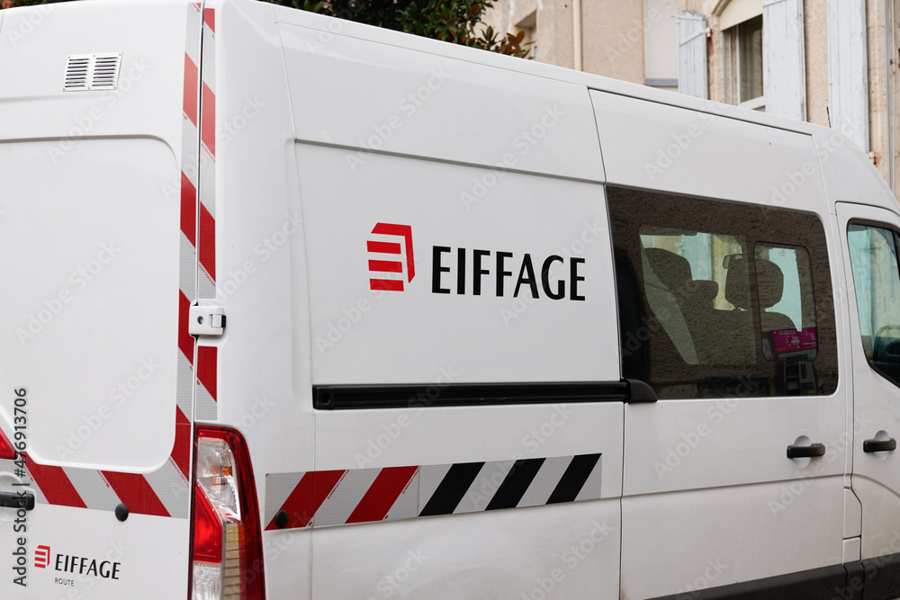 Eiffage brand logo and sign text on panel van truck industrial french ...