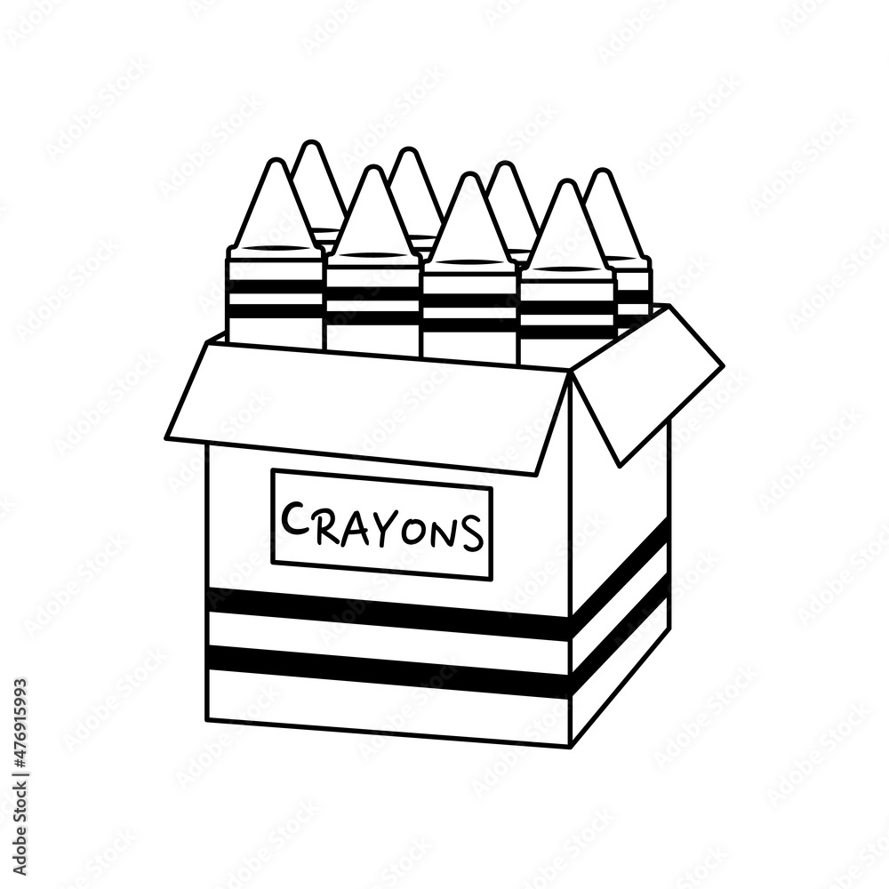 A box of crayons vector illustration cartoon isolated on white ...
