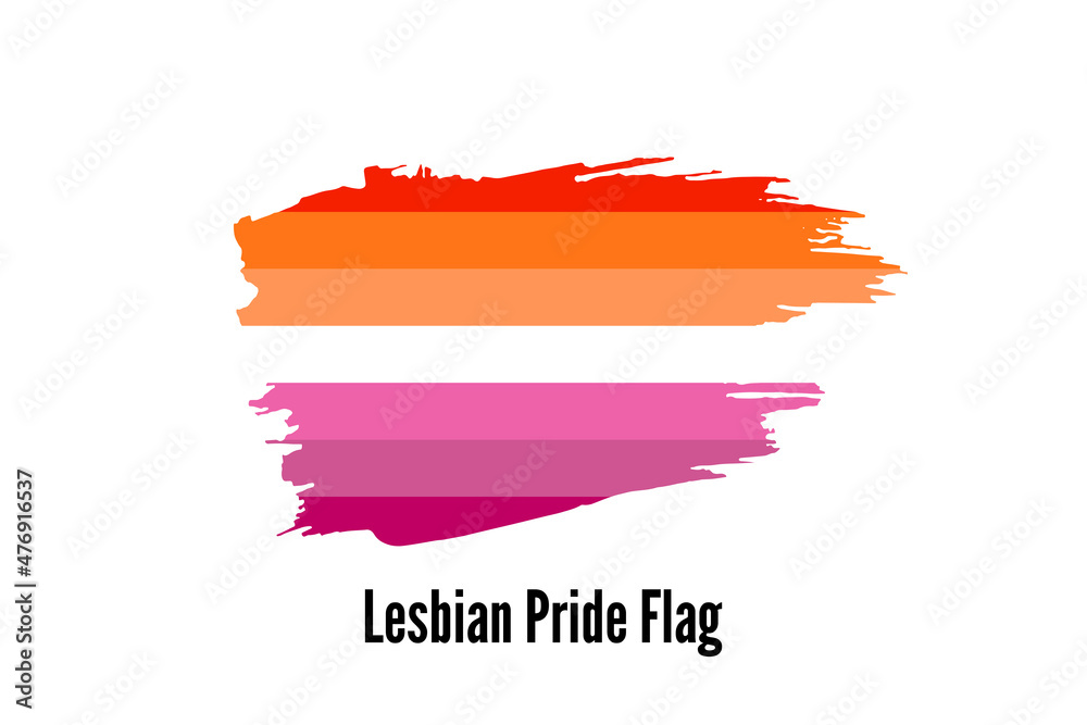 Lesbian Pride Flag Symbol Of Lgbt Community Hand Drawn Ink Brush