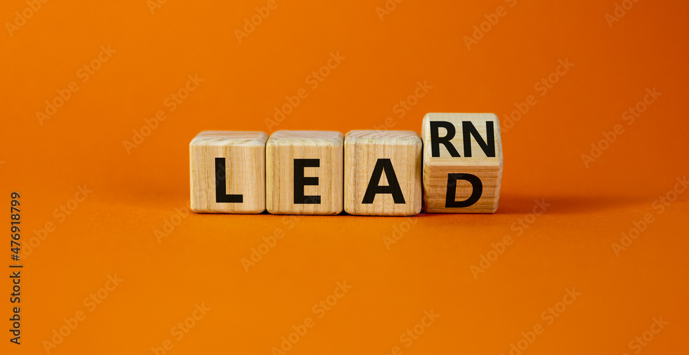 Learn and lead symbol. Turned a wooden cube and changed the word learn ...
