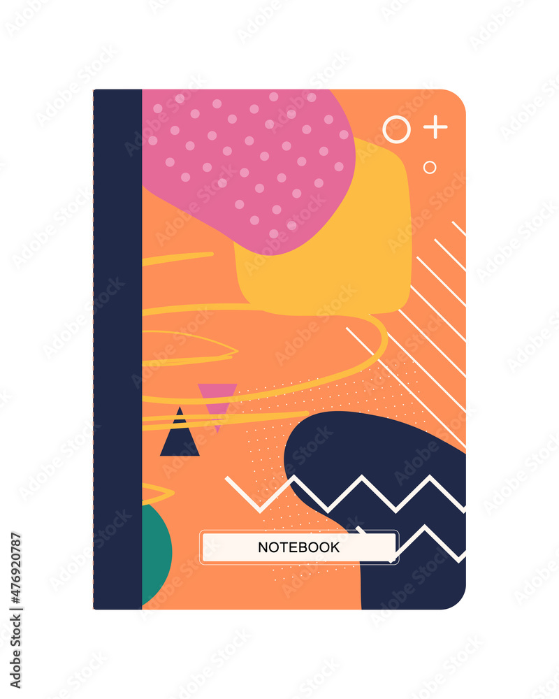 Notebook orange cover. Stylish and bright design for poster and banner ...