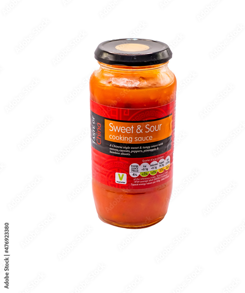 Norwich, Norfolk, UK – December 2021. A jar of Chinese cuisine ...