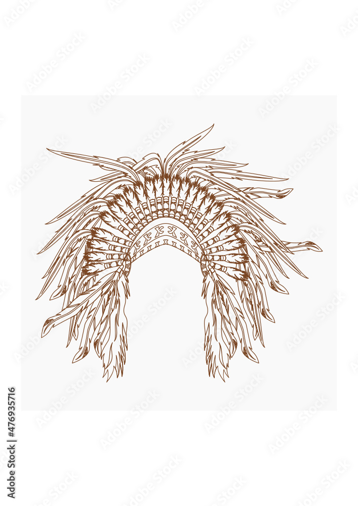 Editable Vector of Isolated Front View Native American Headdress ...