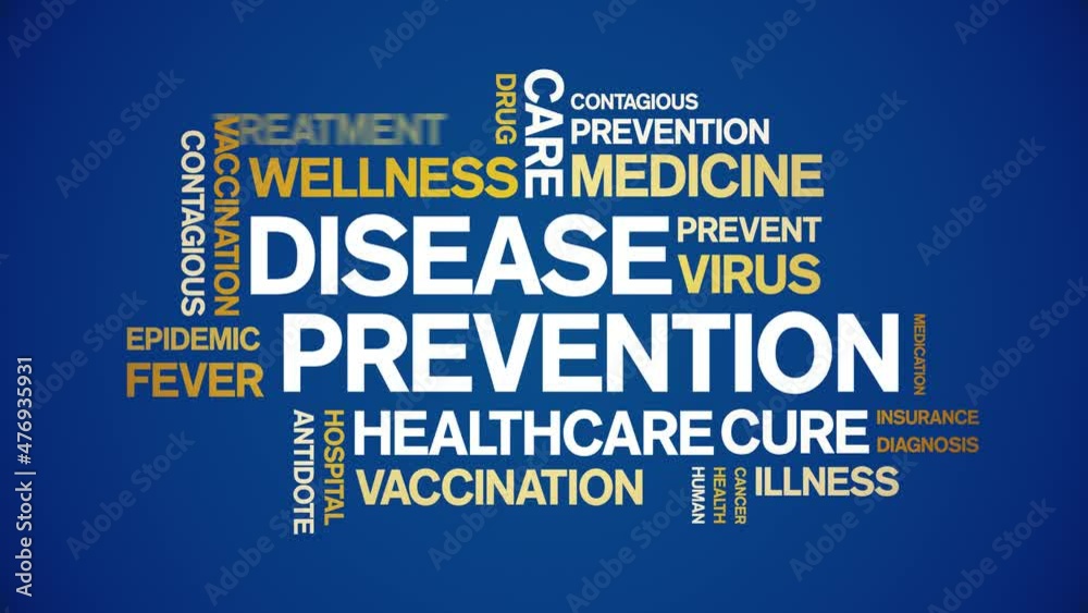 Disease Prevention animated tag word cloud;text design animation ...