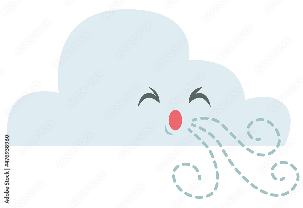 Cute cloud blowing wind Stock Vector | Adobe Stock