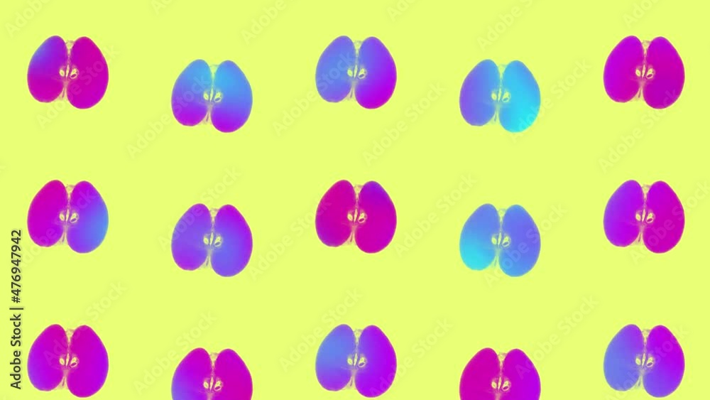 Apples pattern in vibrant gradient holographic neon colors. Concept art ...