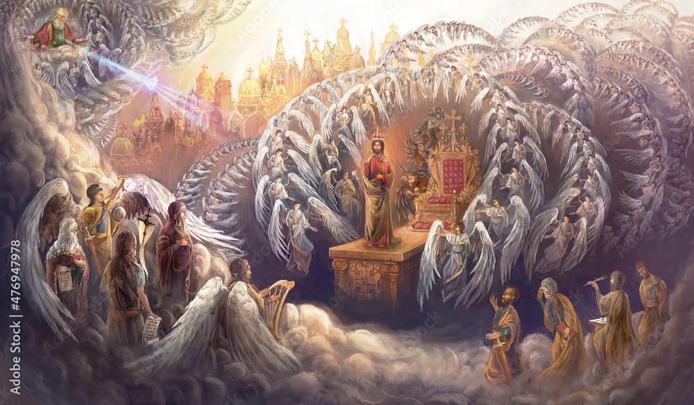 Jesus Christ on throne in his glory Stock Illustration | Adobe Stock