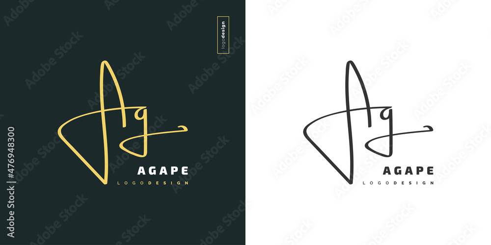 A and G Initial Logo Design with Handwriting Style. AG Signature Logo ...