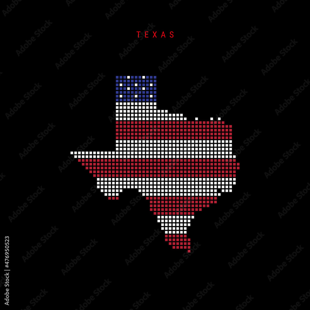 Square dots pattern map of Texas. Dotted pixel map with american ...